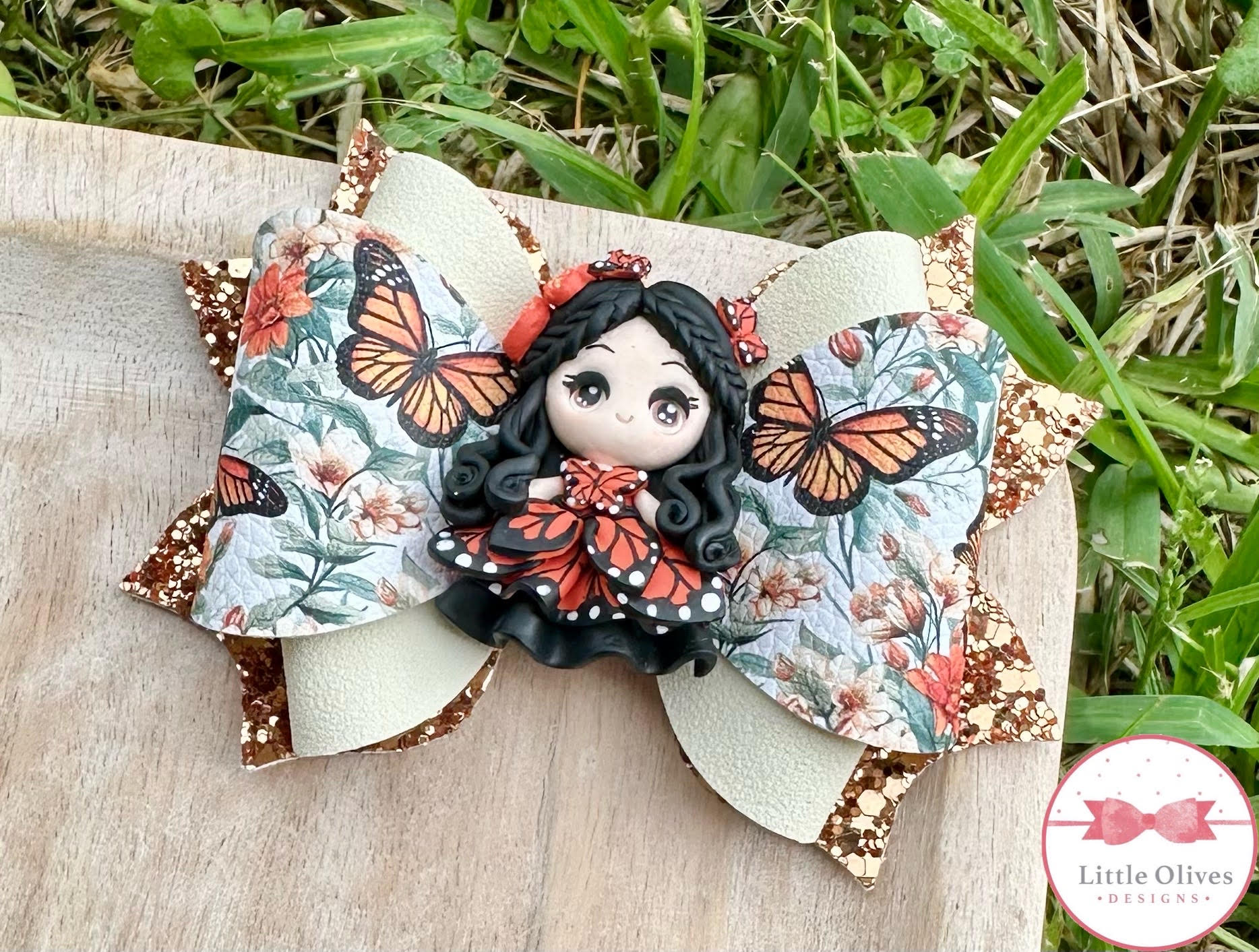 MONARCH BUTTERFLY CLAY BOW – Little Olives Designs, LLC