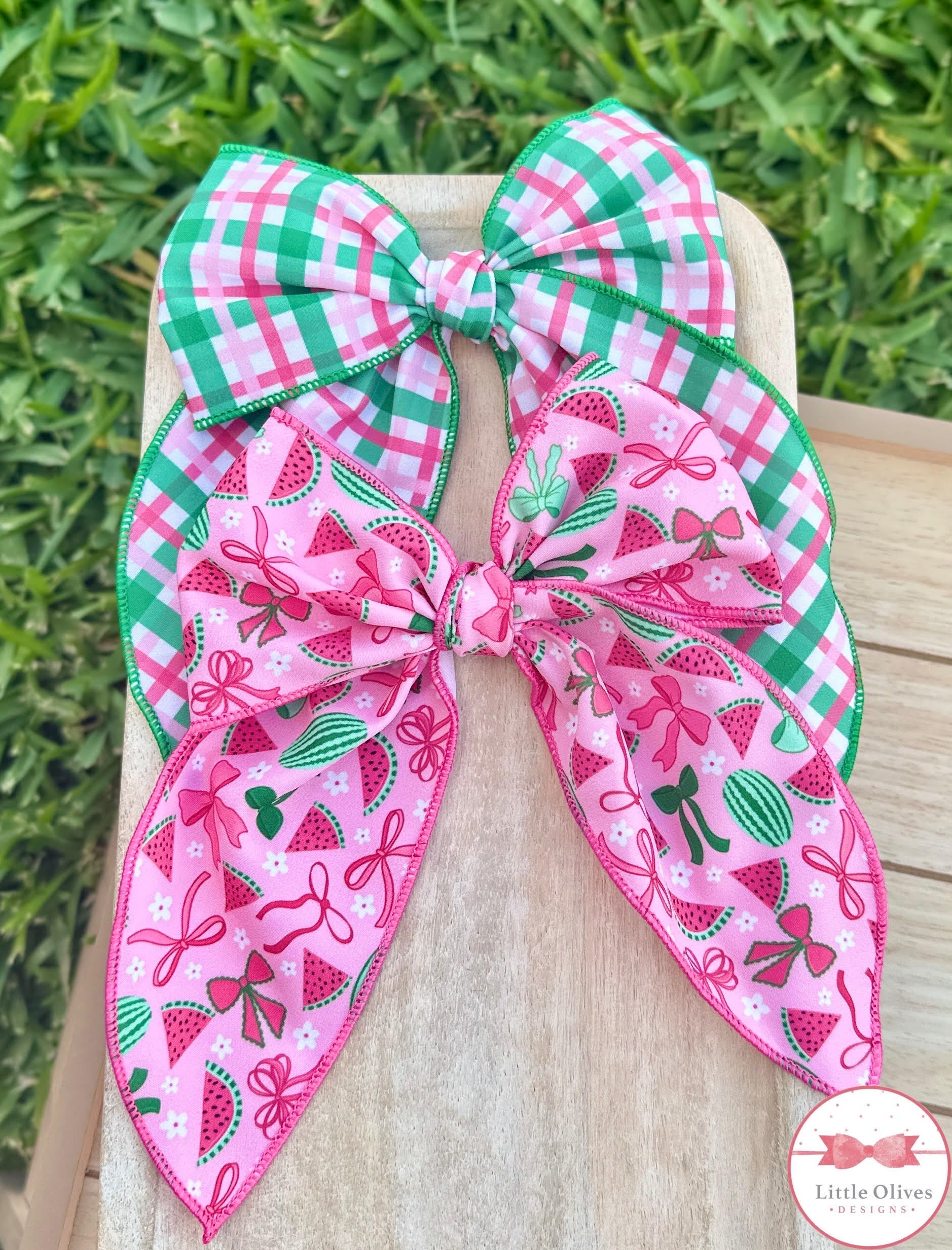 WATERMELONS & BOWS SOPHIE BOW SET – Little Olives Designs, LLC